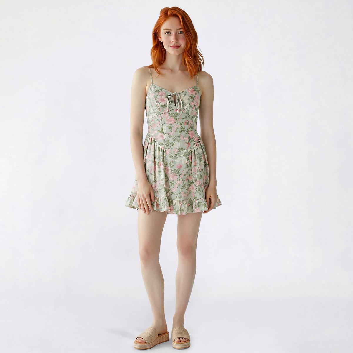 Click here for Juniors Trixxi Floral Ruffle Hem Skater Dress prices